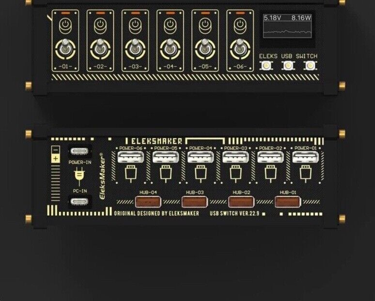 Eleksmaker Retro classic individual switch USB ports power hub station